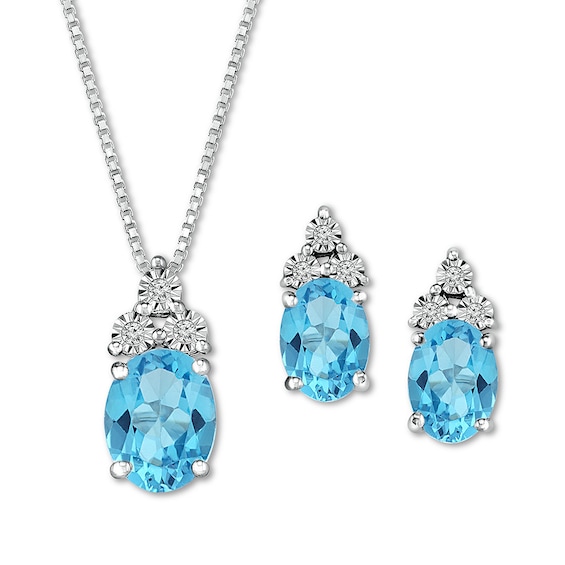 Boxed Set Topaz/Lab-Created White Sapphires Sterling Silver | Kay