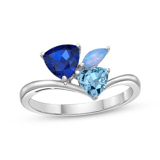 Multi-Shape Ceylon Lab-Created Sapphire, Blue Topaz & Blue Lab-Created ...