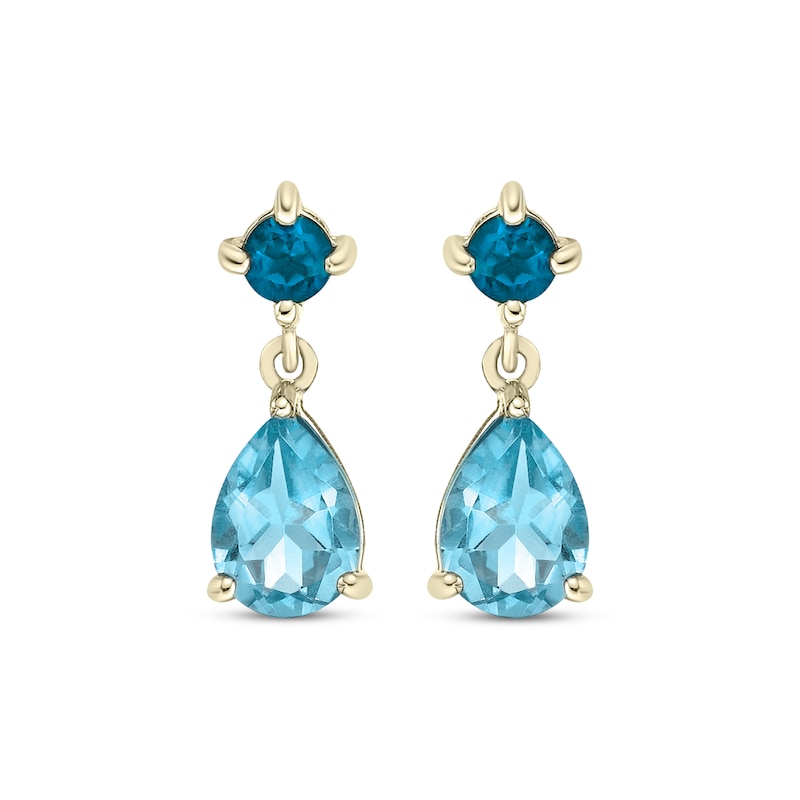 Round-Cut London Blue Topaz & Pear-Shaped Swiss Blue Topaz Drop ... Round-Cut London Blue Topaz & Pear-Shaped Swiss Blue Topaz Drop ...