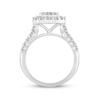 Round-Cut Multi-Diamond Center Oval Frame Engagement Ring 2 ct tw 10K ...