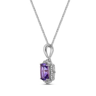 Cushion-Cut Amethyst & White Lab-Created Sapphire Arabesque Necklace ...