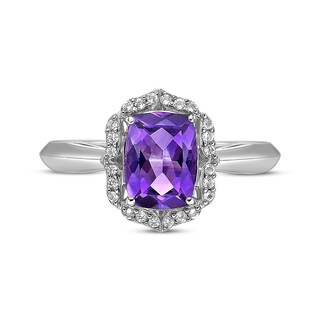 Cushion-Cut Amethyst & White Lab-Created Sapphire Arabesque Ring ...