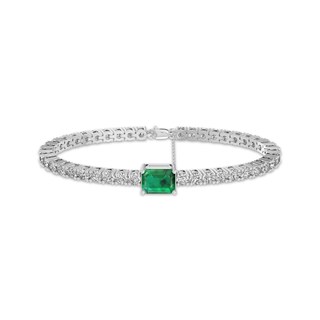 Octagon-Cut Lab-Created Emerald & White Lab-Created Sapphire Bracelet ...