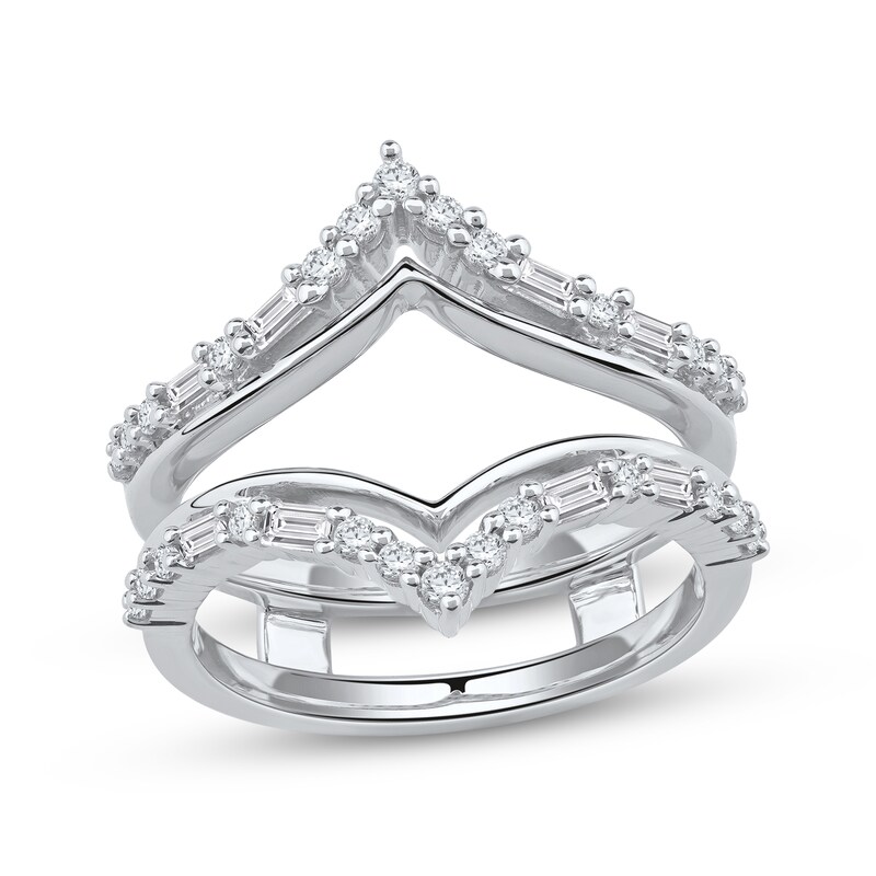 Now + Forever Baguette & Round-Cut Diamond Chevron Enhancer Ring 1/2 ct ...