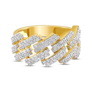 Men's Diamond Diagonal Curb Ring 1 ct tw 10K Yellow Gold | Kay