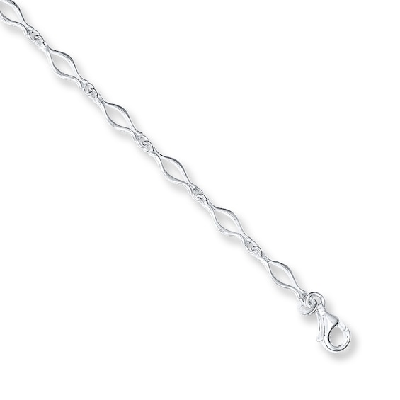 Sterling Silver Bracelet Oval Loop Chain 7.25" | Kay