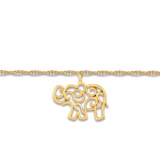 Elephant Anklet 10K Yellow Gold 9" | Kay