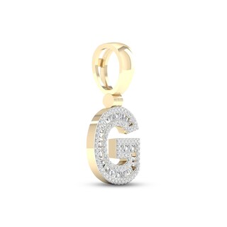Diamond G Initial Charm 1/2 ct tw Baguette & Round-cut 10K Yellow Gold ...