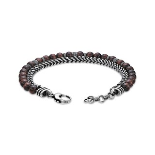 Men's Tiger's Eye Bead & Foxtail Chain Bracelet Stainless Steel 8.5" | Kay