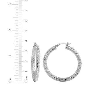 Hammered Diamond-Cut Tube Hoop Earrings Sterling Silver 38mm | Kay