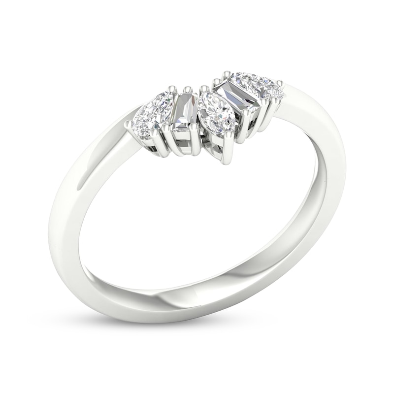 Marquise And Baguette Cut Diamond Enhancer Ring 1 3 Ct Tw 14k White Gold