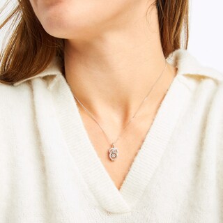 Unstoppable Love Diamond Owl Necklace 1/10 ct tw 10K White Gold 19" | Kay