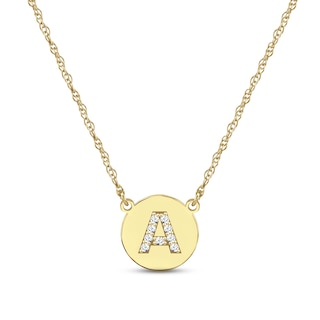Diamond Initial Disc Necklace 10K Yellow Gold 18" | Kay