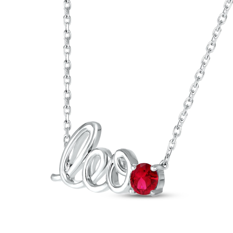 Lab-Created Ruby Zodiac Leo Necklace 10K White Gold 18" | Kay