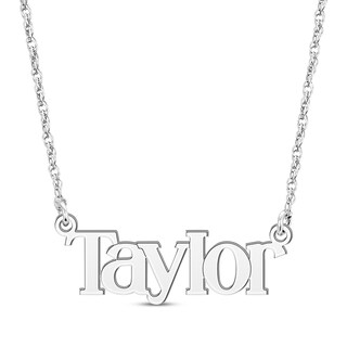 Block Font Name Necklace 14K White Gold 18" | Kay