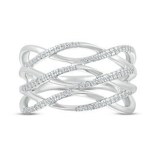 Diamond Wide Band Waves Ring 1/6 ct tw Round-cut Sterling Silver | Kay