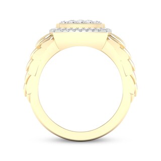 Multi-Diamond Center Cushion Scale Ring 1/2 ct tw Round-cut 10K Yellow ...