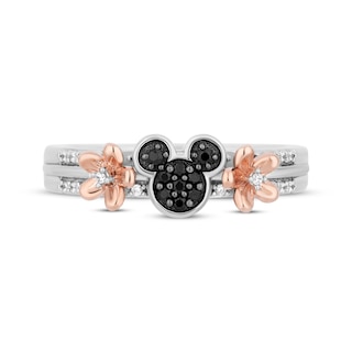 Disney Treasures Mickey Mouse Black & White Diamond Ring 1/6 ct tw ...