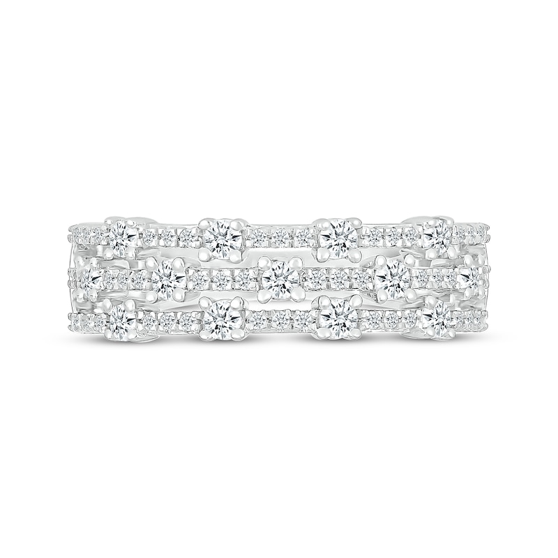 Diamond Three-Row Station Ring 1/2 ct tw 10K White Gold | Kay