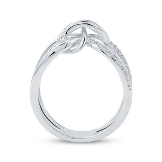 Baguette & Round-Cut Diamond Infinity Swirl Ring 1/3 ct tw 10K White ...