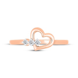 Diamond Three-Stone Heart Ring 1/20 ct tw 10K Rose Gold | Kay