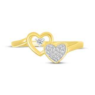 Diamond Double Hearts Ring 1/15 ct tw 10K Yellow Gold | Kay