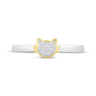 Diamond Cat Head Ring 1/20 ct tw Sterling Silver & 10K Yellow Gold | Kay