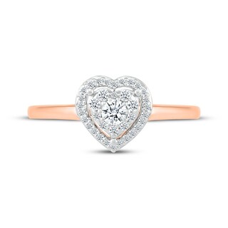 Multi-Diamond Heart Halo Promise Ring 1/5 ct tw 10K Rose Gold | Kay