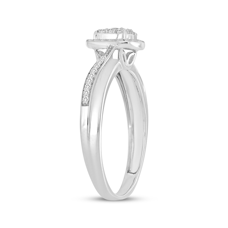 Multi-Diamond Cushion Halo Promise Ring 1/4 ct tw 10K White Gold | Kay