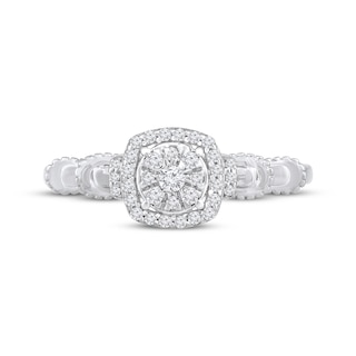 Multi-Diamond Cushion-Shaped Halo Promise Ring 1/5 ct tw 10K White Gold ...