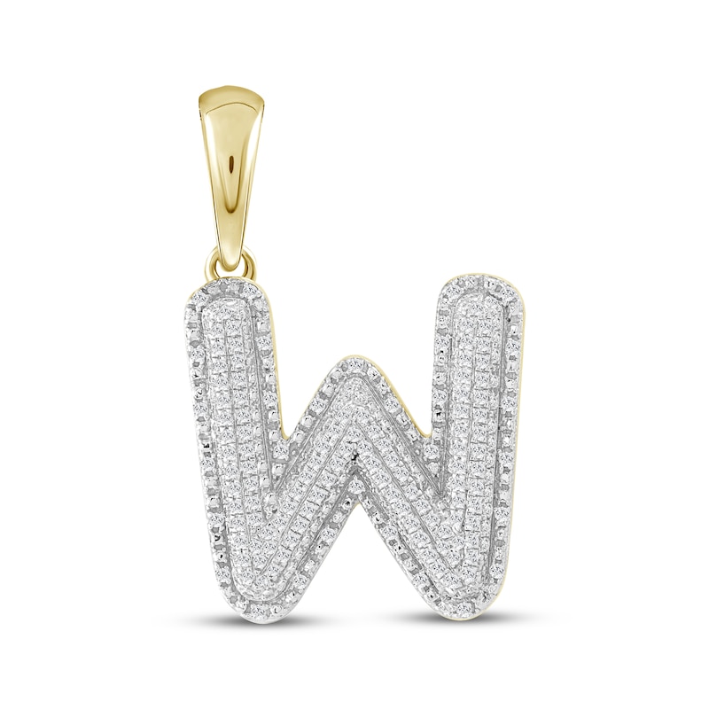 Diamond Puff Letter W Initial Charm 1/3 ct tw 10K Yellow Gold | Kay