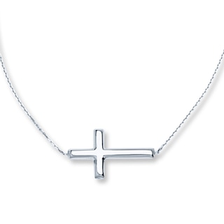 Sideways Cross Necklace 14K White Gold 18" | Kay