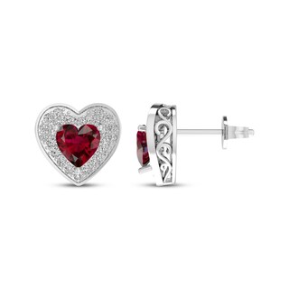 Heart-Shaped Lab-Created Ruby & White Lab-Created Sapphire Gift Set ...