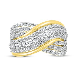 Diamond Multi-Row Crossover Ring 1 ct tw 10K Yellow Gold | Kay