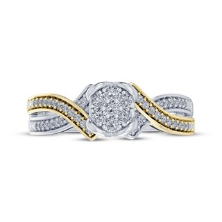 Multi-Diamond Center Twist Shank Promise Ring 1/5 ct tw Sterling Silver ...
