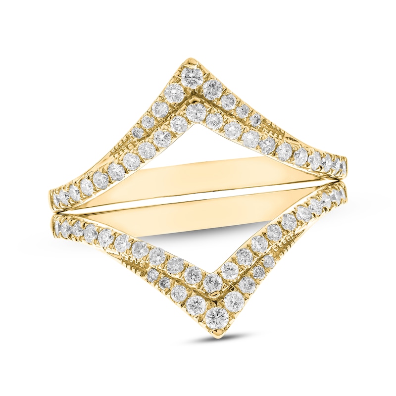 Round-Cut Diamond Double Chevron Enhancer Ring 1/2 ct tw 14K Yellow ...