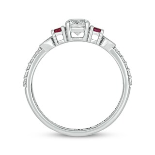 Engravable White Lab-Created Sapphire, Lab-Created Ruby & Diamond Ring ...