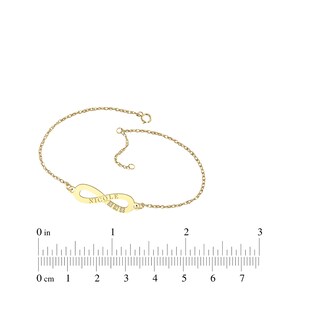 Engravable Infinity Symbol Diamond Accent Name Anklet 14K Yellow Gold 9 ...