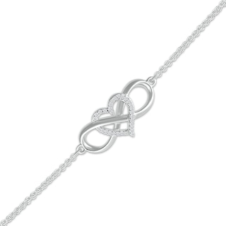 Diamond Heart & Infinity Bracelet 1/8 ct tw Sterling Silver 7.5" | Kay
