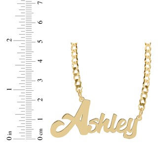 Script Name Curb Chain Necklace 14K Yellow Gold 18" | Kay
