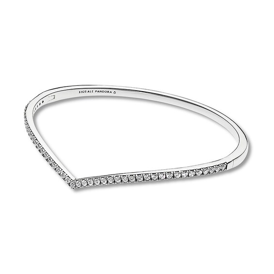 Pandora Shimmering Wish Bangle Bracelet, Clear Cubic Zirconia - Size 6 ...
