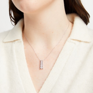 Diamond Ladder Necklace 1 ct tw 10K White Gold 18" | Kay