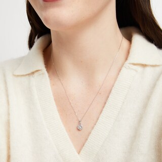 Diamond Halo Necklace 1/2 ct tw 10K White Gold 18" | Kay