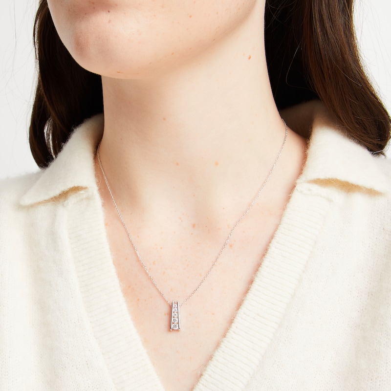 Diamond Ladder Necklace 1/2 ct tw 10K White Gold 18" | Kay