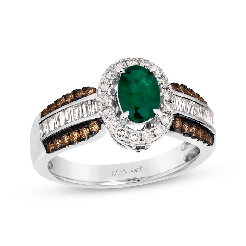 Le Vian Oval-Cut Emerald Ring 5/8 ct tw Diamonds 14K Vanilla Gold Size ...