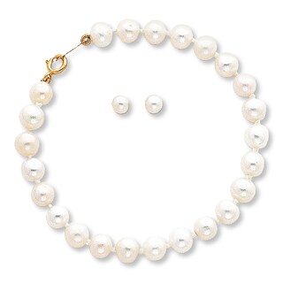 Cultured Pearl Set Earrings & Bracelet 14K Yellow Gold | Kay