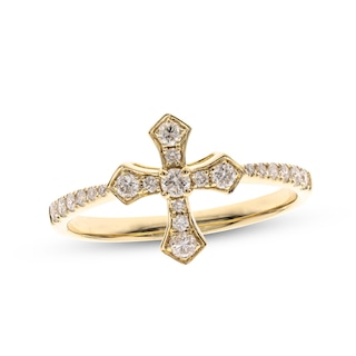 Diamond Cross Ring 1/3 ct tw 14K Yellow Gold | Kay