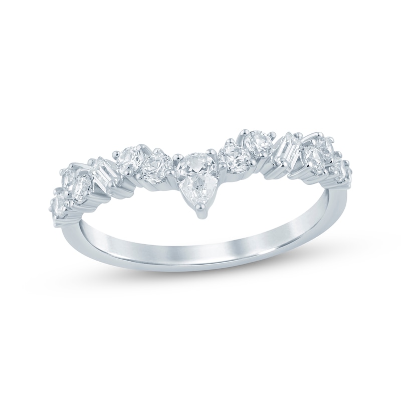 Lab-Grown Diamonds Round, Pear & Baguette-Cut Contour Anniversary Ring ...