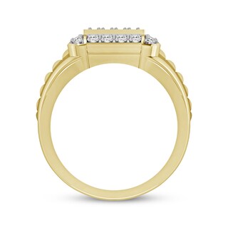 Men's Multi-Diamond Center Grid Ring 1/2 ct tw 10K Yellow Gold | Kay