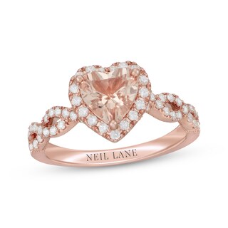 Neil Lane Heart-Shaped Morganite Engagement Ring 1/2 ct tw Diamonds 14K ...